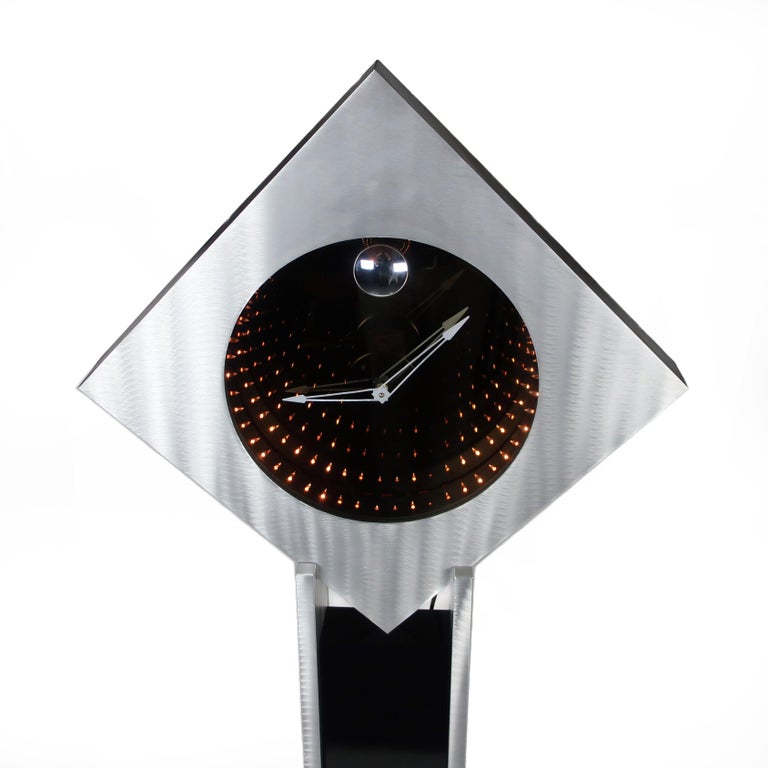 Brushed Aluminum Infinity Clock with Stand at 1stDibs