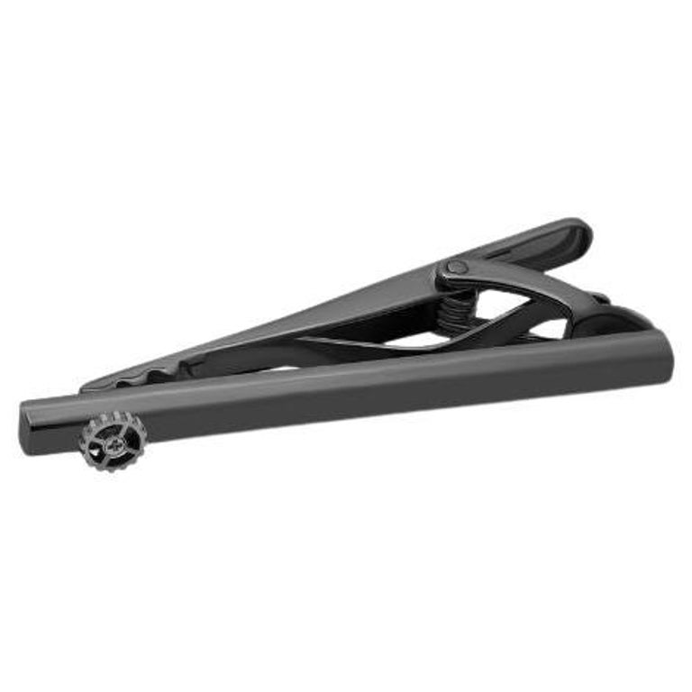 Brushed Gear Tie Clip with Gunmetal Finish For Sale at 1stDibs