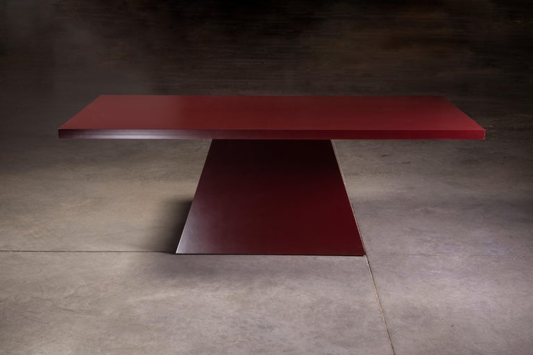 Brutal Deep Dark Red Dining Table For Sale at 1stDibs