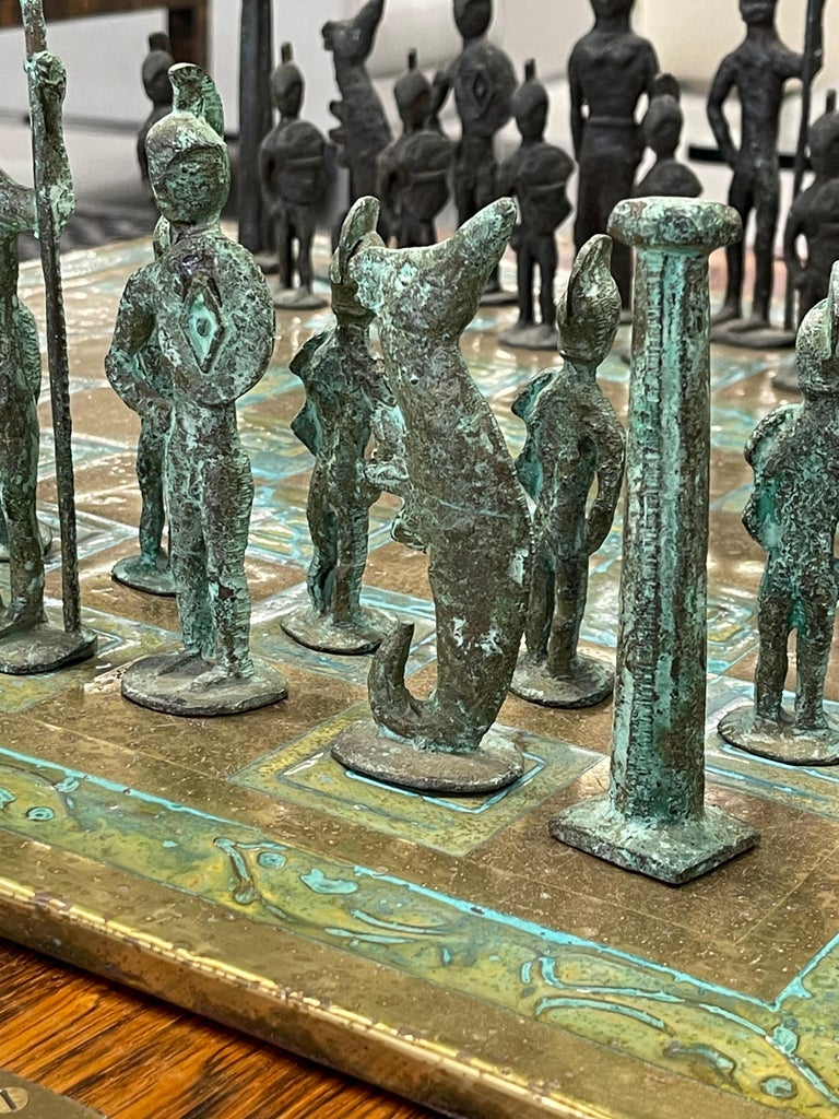 Brutalist 1960's Bronze Chess Set For Sale at 1stDibs | bronze chess pieces