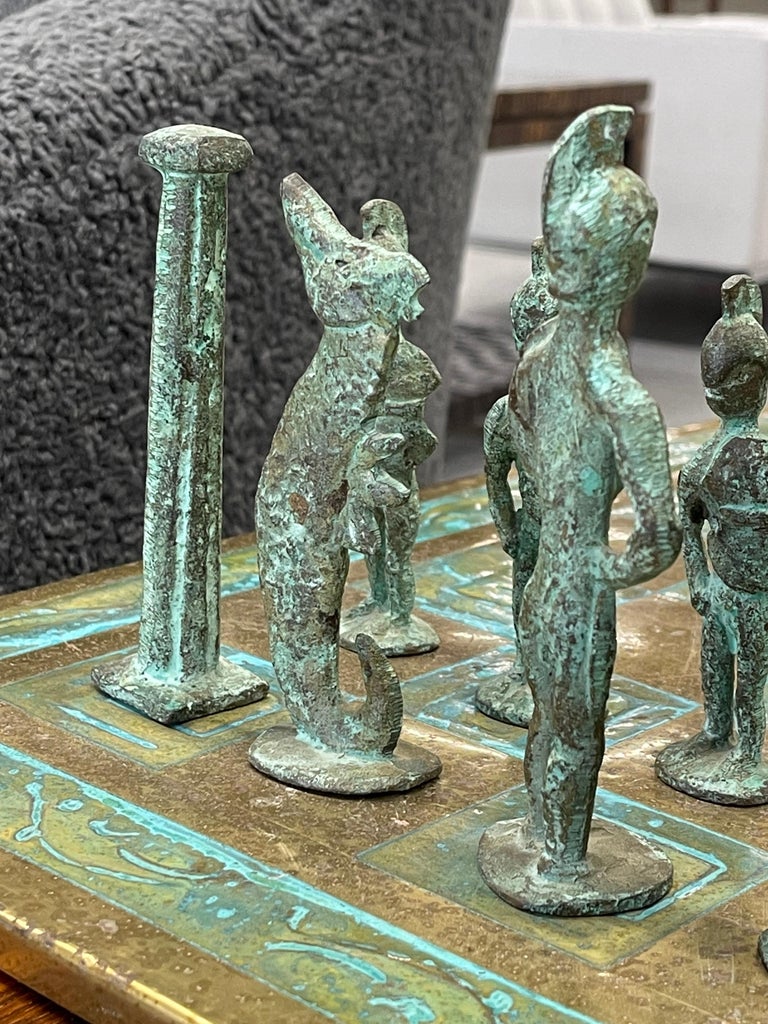 Brutalist 1960's Bronze Chess Set For Sale at 1stDibs | bronze chess pieces