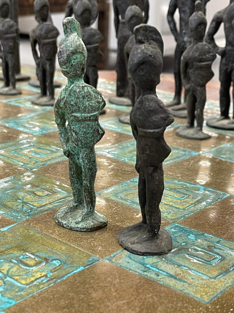 Brutalist 1960's Bronze Chess Set For Sale at 1stDibs | bronze chess pieces