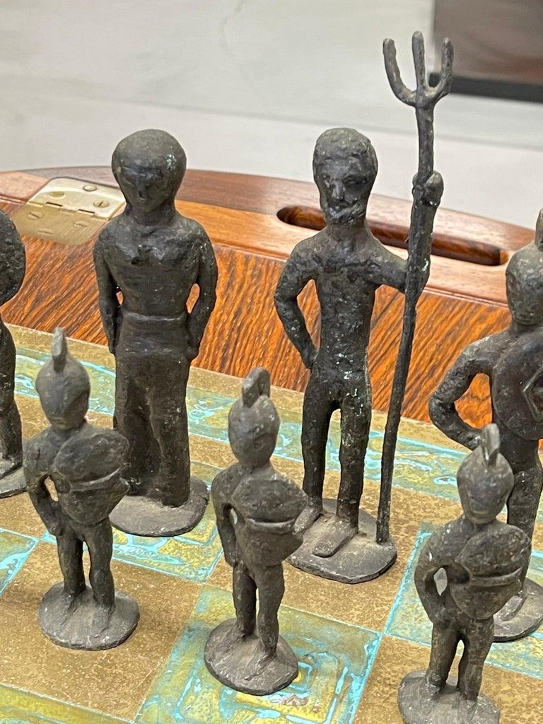 Brutalist 1960's Bronze Chess Set For Sale at 1stDibs | bronze chess pieces
