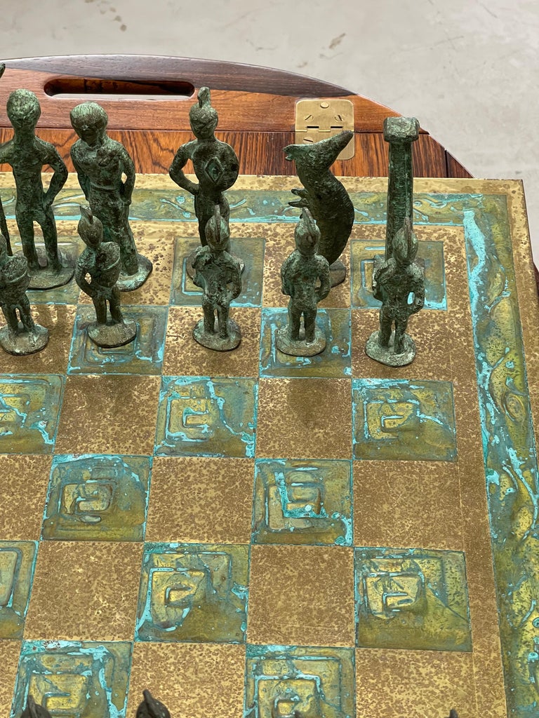 Brutalist 1960's Bronze Chess Set For Sale at 1stDibs