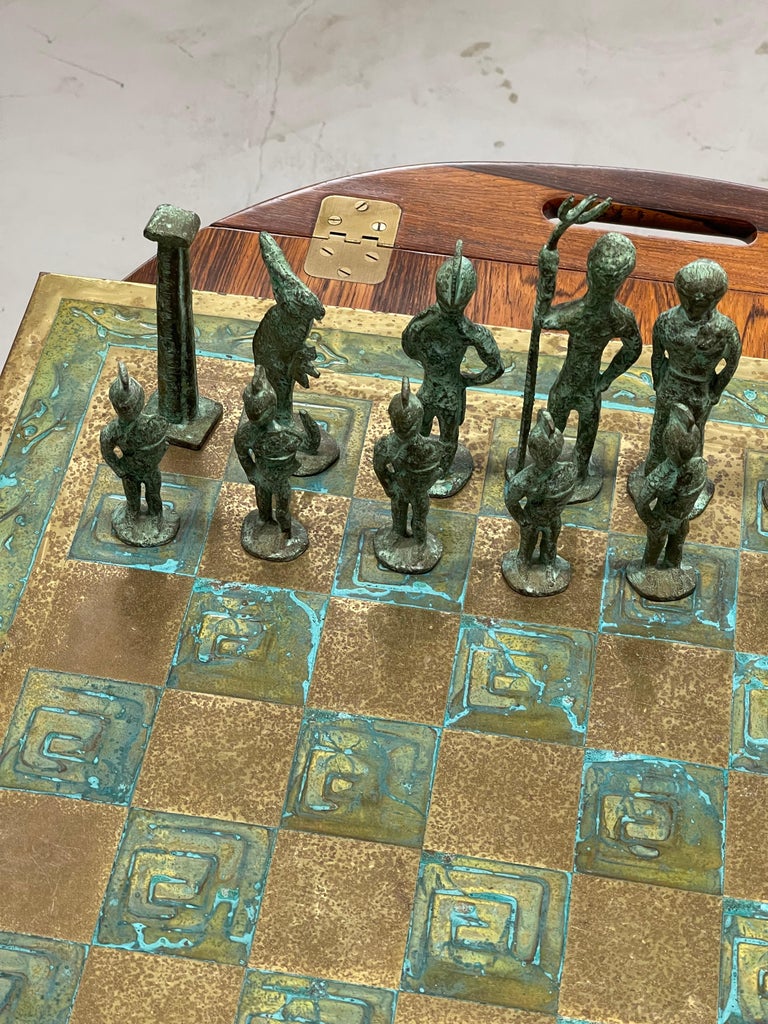 Brutalist 1960's Bronze Chess Set For Sale at 1stDibs | bronze chess pieces