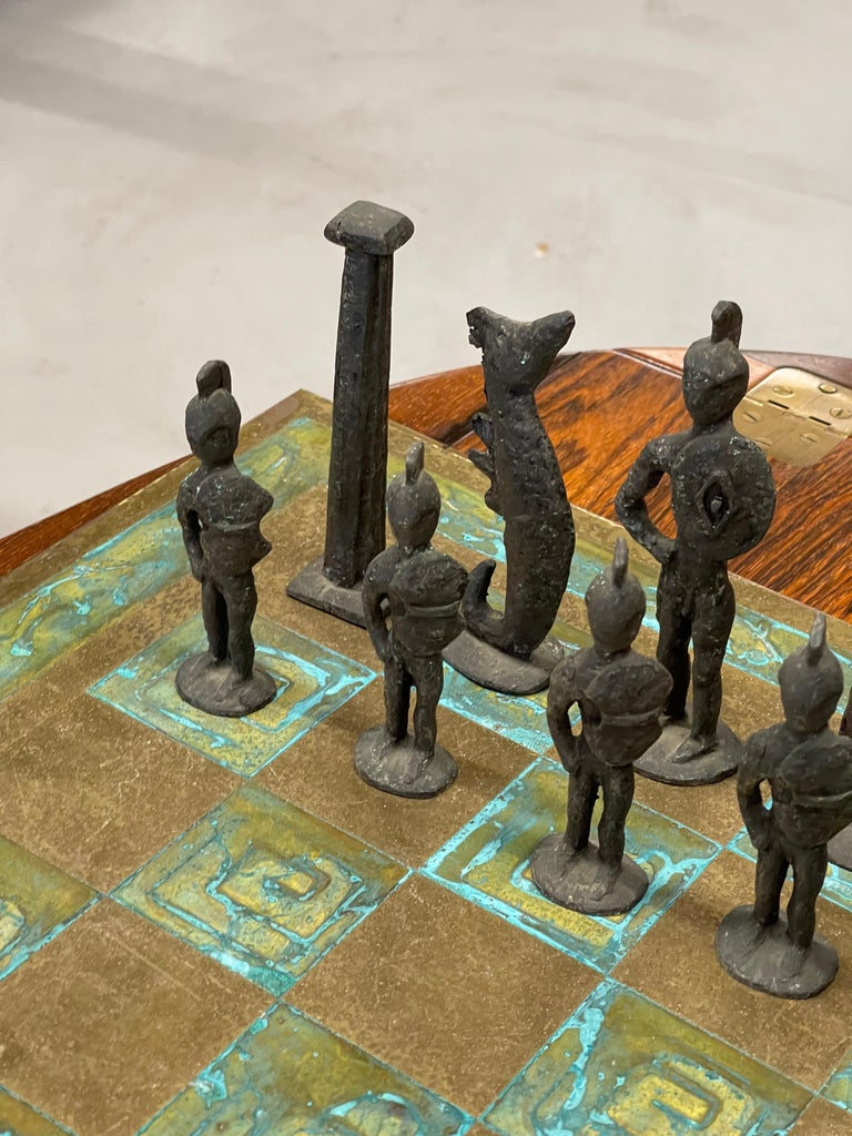 Brutalist 1960's Bronze Chess Set For Sale at 1stDibs | bronze chess pieces
