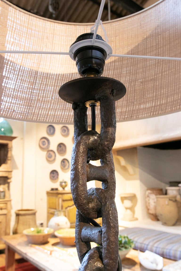 Brutalist 1970s Heavy Metal Chain Floor Lamp in the Manner of Franz ...