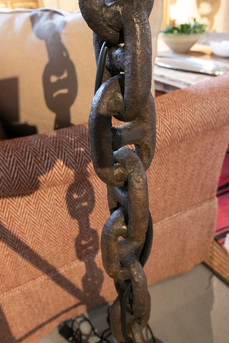 Brutalist 1970s Heavy Metal Chain Floor Lamp in the Manner of Franz ...