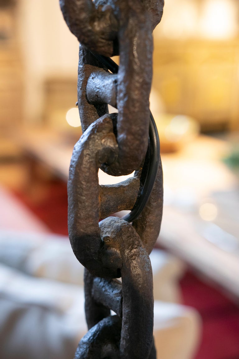 Brutalist 1970s Heavy Metal Chain Floor Lamp in the Manner of Franz ...