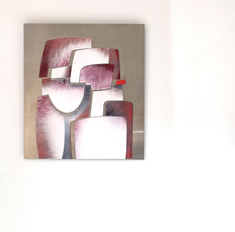 Brutalist Abstract Enamel Wall Artwork in Red Tones, 1980s For Sale at ...