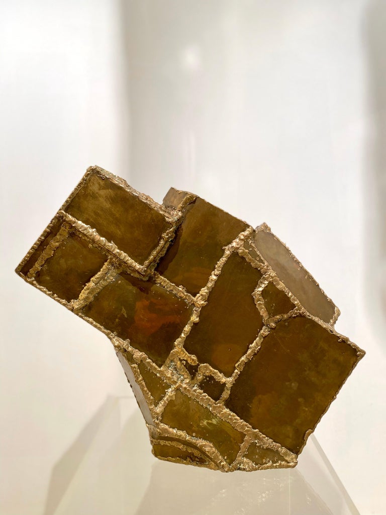 Brutalist Abstract Golden Bronze Sculpture Untitled, 1970s For Sale at ...