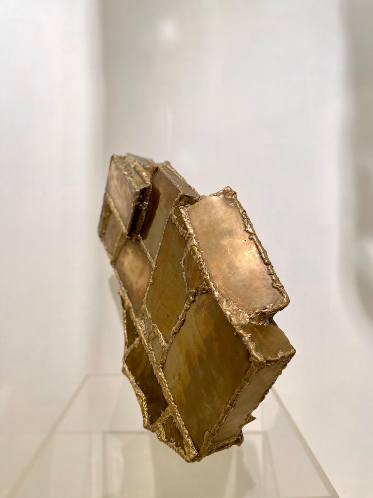 Brutalist Abstract Golden Bronze Sculpture Untitled, 1970s For Sale at ...