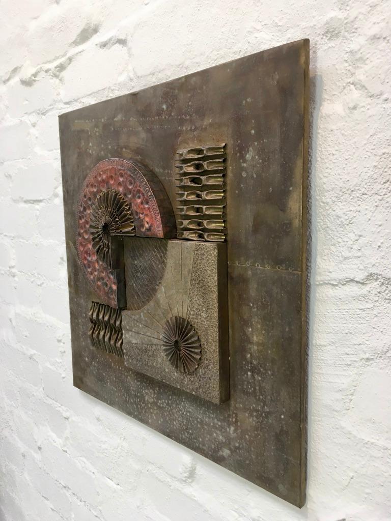Brutalist Abstract Wall Sculpture in Brass and Copper Stephen Chun ...