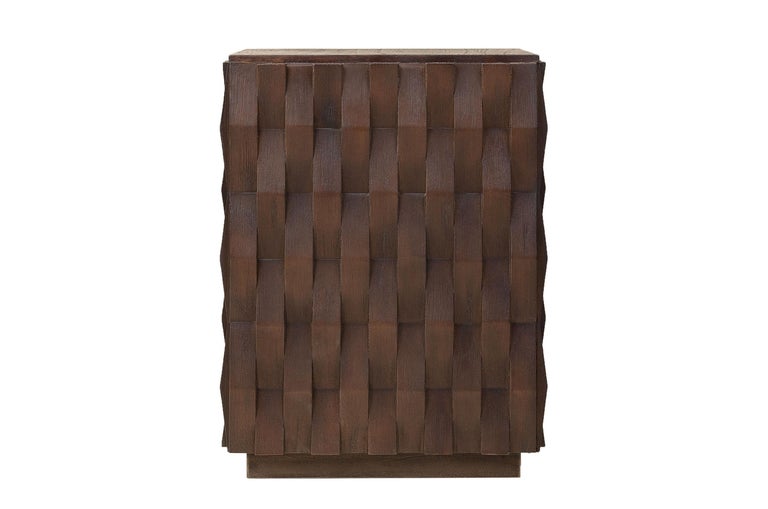 Brutalist and MCM Design Style Wooden Pair of Side Tables For Sale at ...