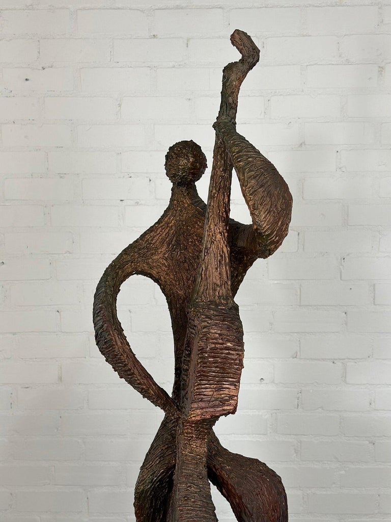Brutalist Bass Player Sculpture For Sale at 1stDibs