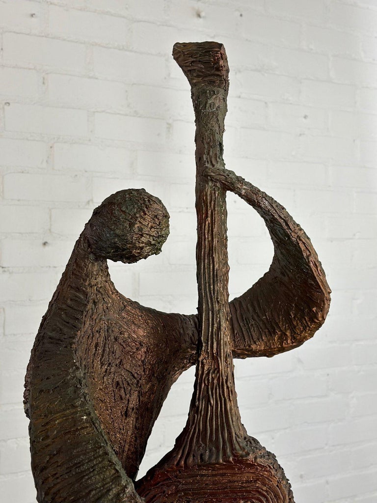 Brutalist Bass Player Sculpture For Sale at 1stDibs