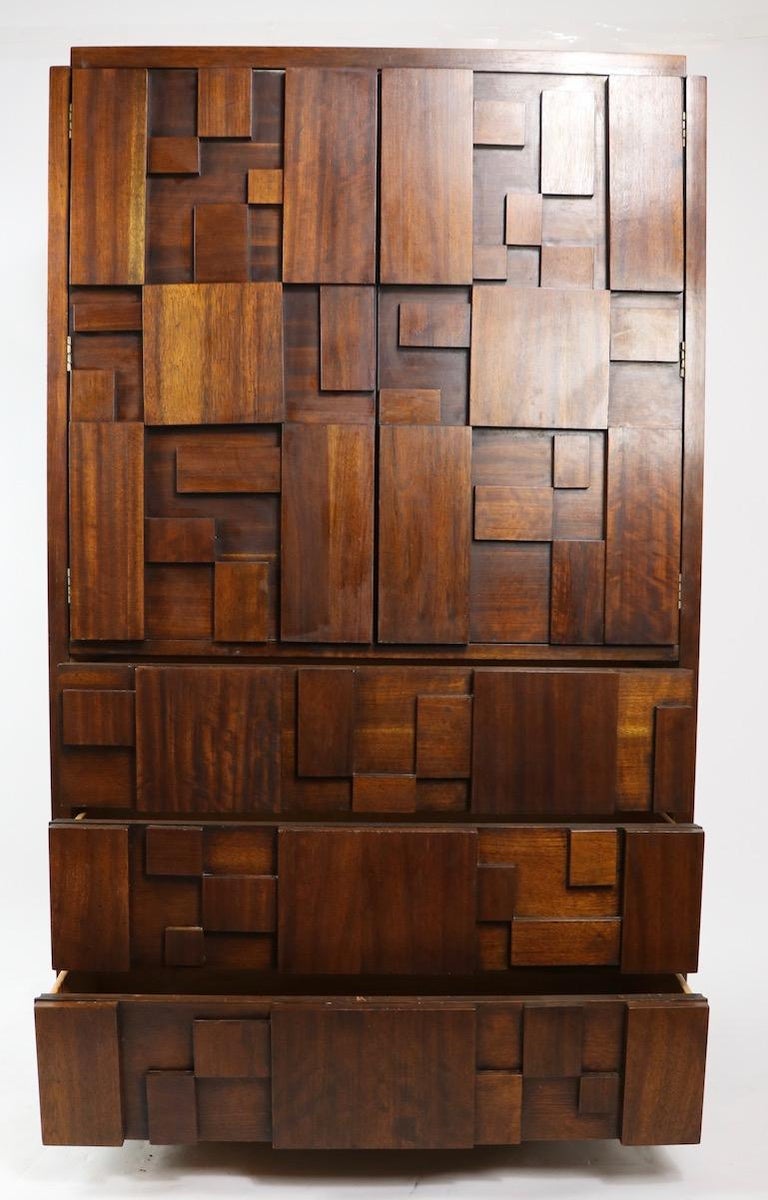 Brutalist Block Front Chifferobe Dresser Mosaic by Lane at 1stDibs
