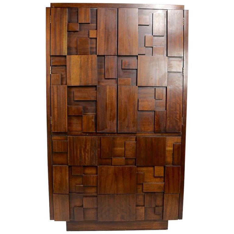 Brutalist Block Front Chifferobe Dresser Mosaic by Lane at 1stDibs