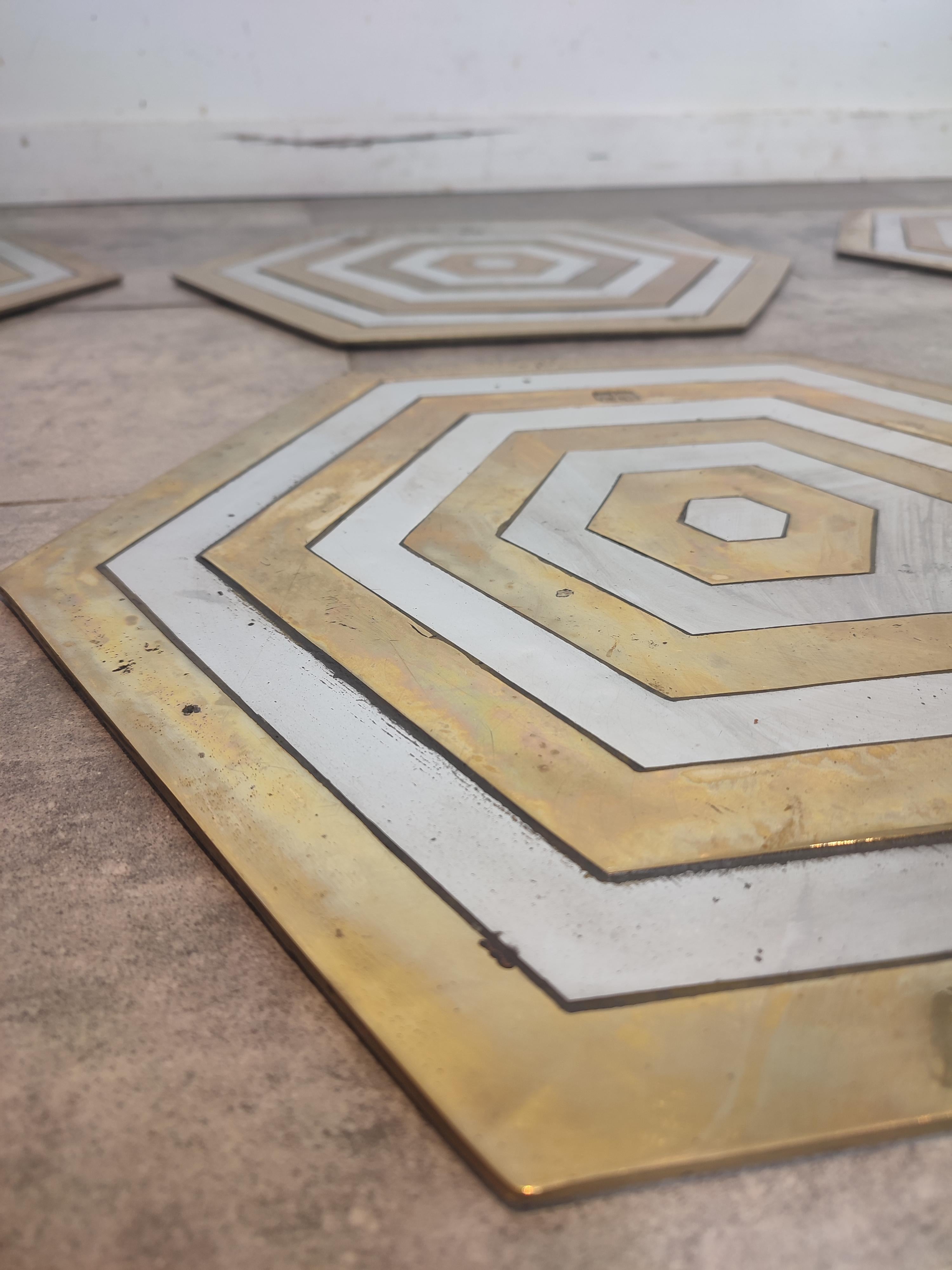 Brutalist Brass and Bronze Table Mats by David Marshall, Set of 10 For ...