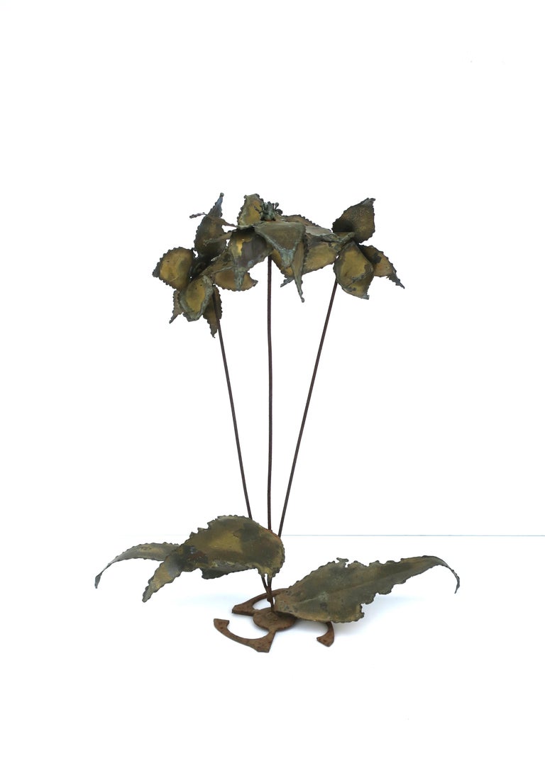 Brutalist Brass Sculpture of Flowers and Leaves in the Style of Silas ...