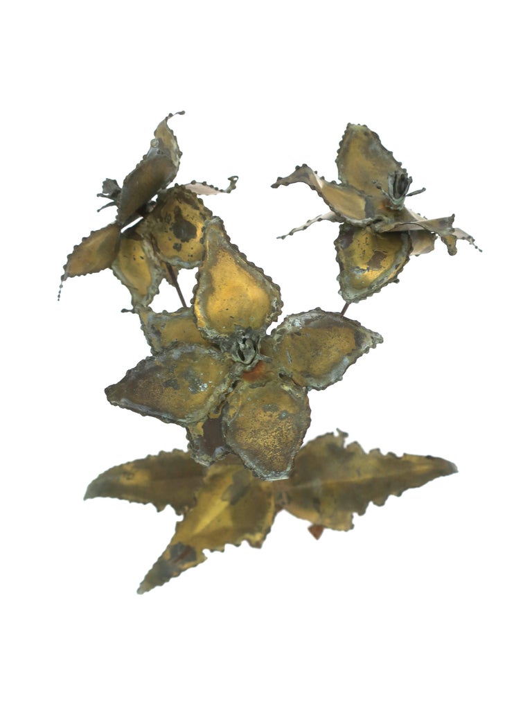 Brutalist Brass Sculpture of Flowers and Leaves in the Style of Silas ...