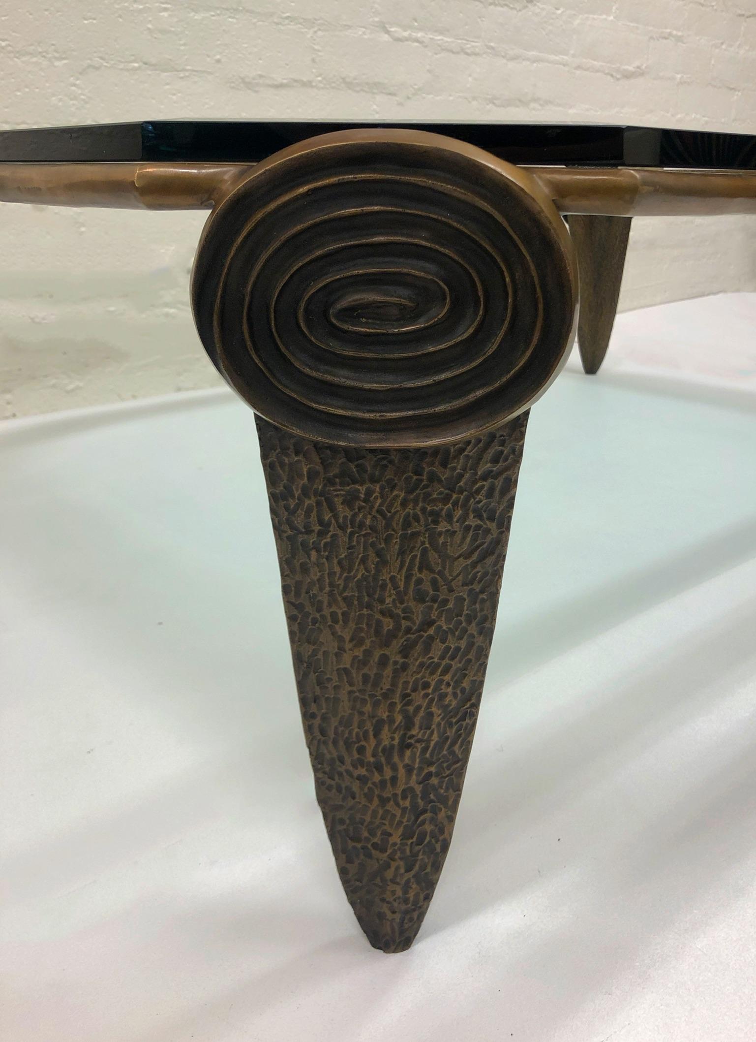 Brutalist Bronze and Glass Coffee Table by Tom Corbin For Sale at ...