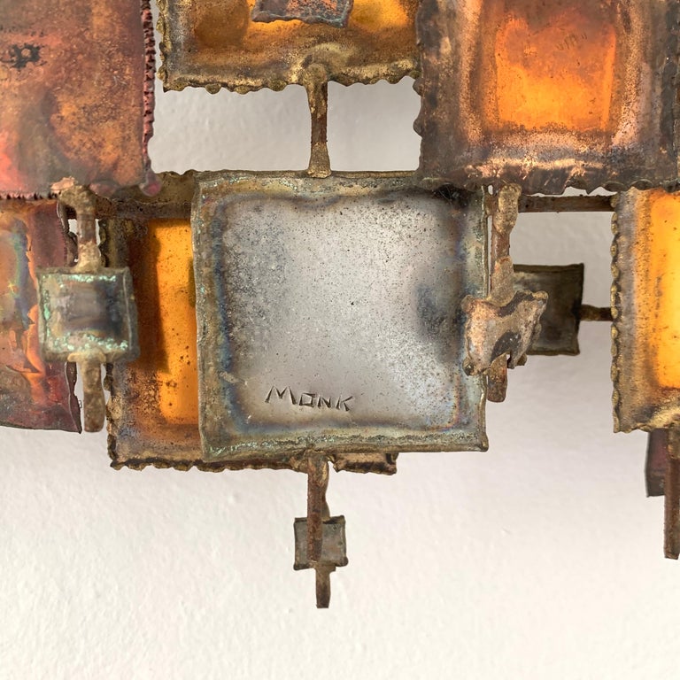 Brutalist Bronze, Copper, Brass, and Steel Wall Sculpture, 1970, Signed ...