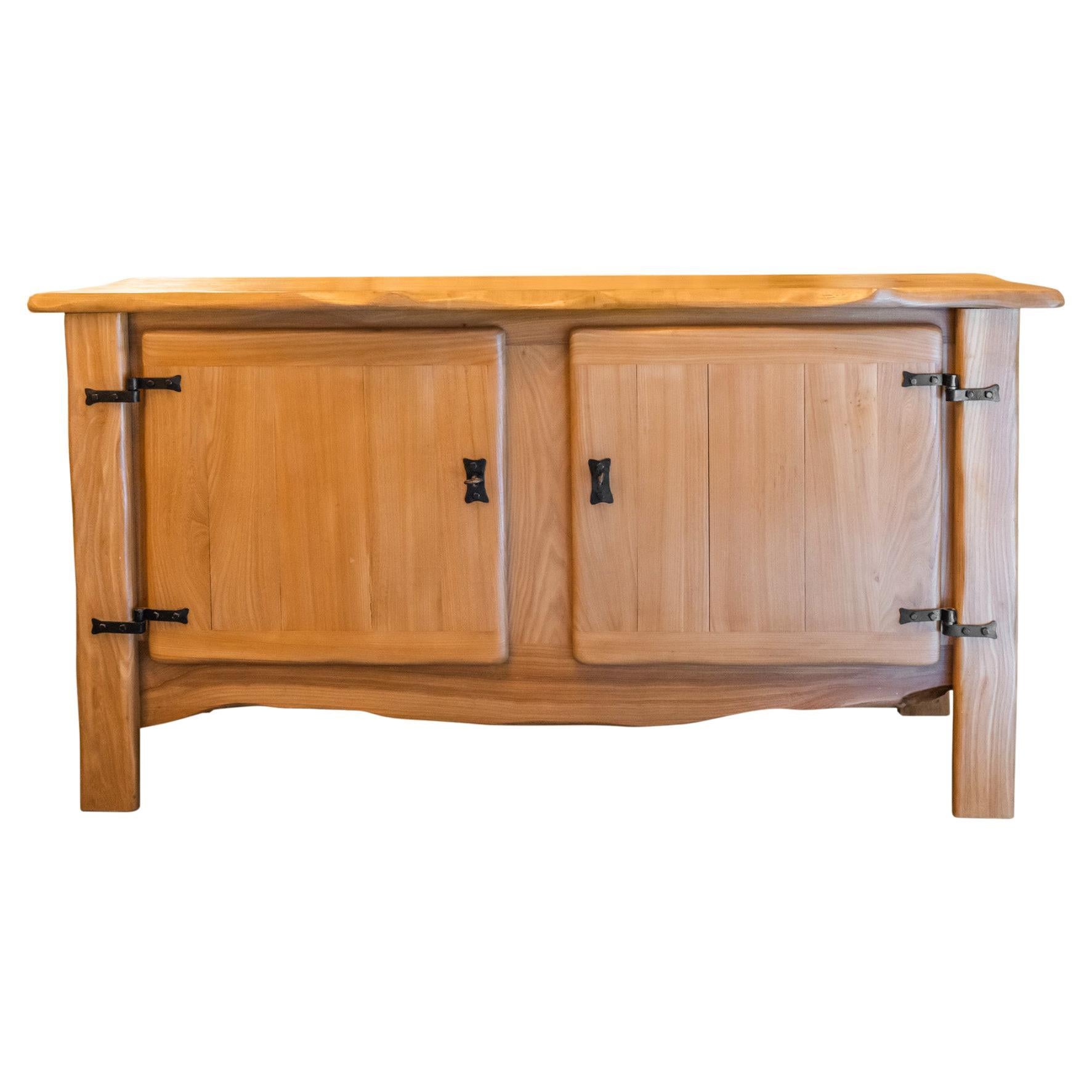 Vintage French Wood and Rattan Buffet, 1970s For Sale at 1stDibs