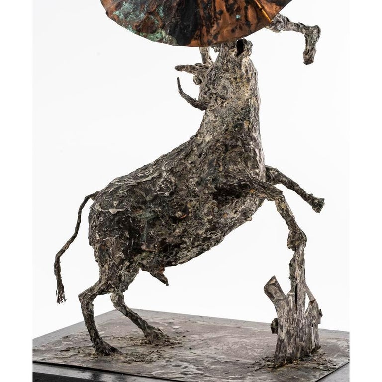 Brutalist Bull Throwing Matador Sculpture For Sale at 1stDibs