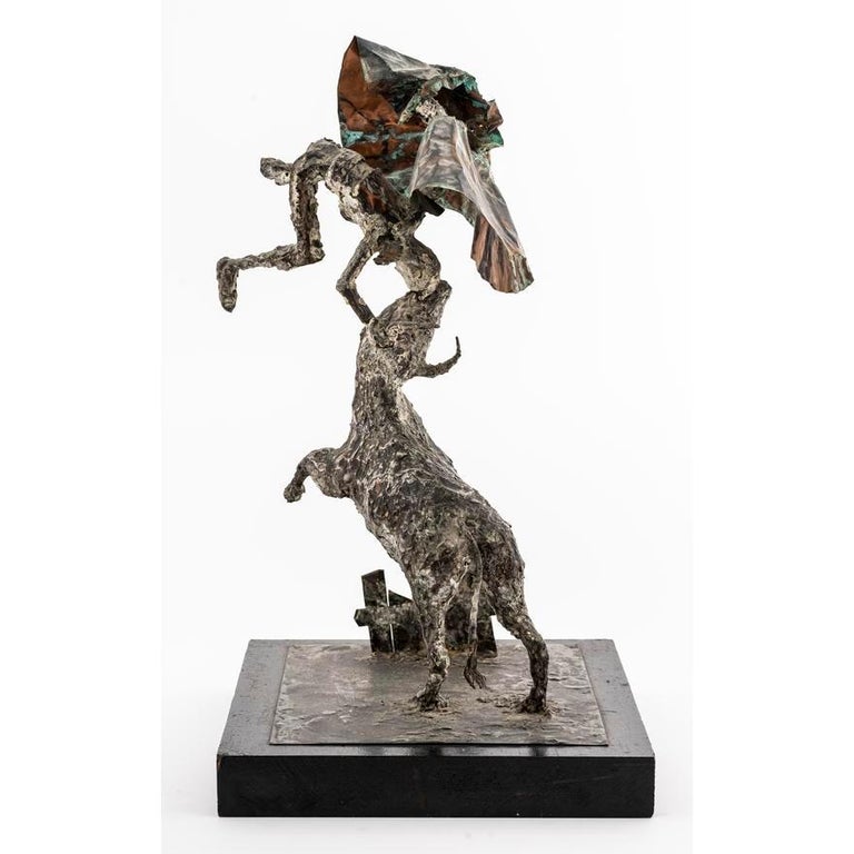 Brutalist Bull Throwing Matador Sculpture For Sale at 1stDibs