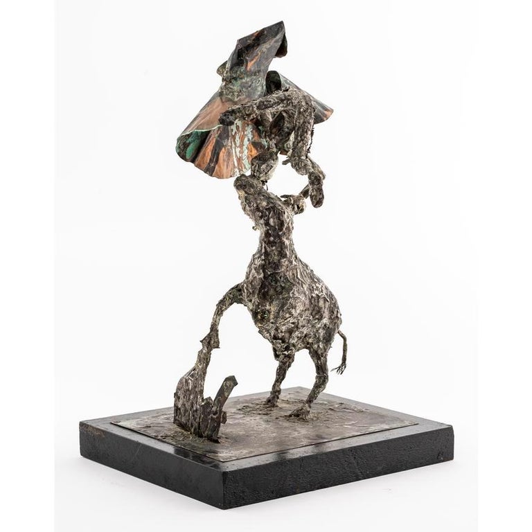 Brutalist Bull Throwing Matador Sculpture For Sale at 1stDibs
