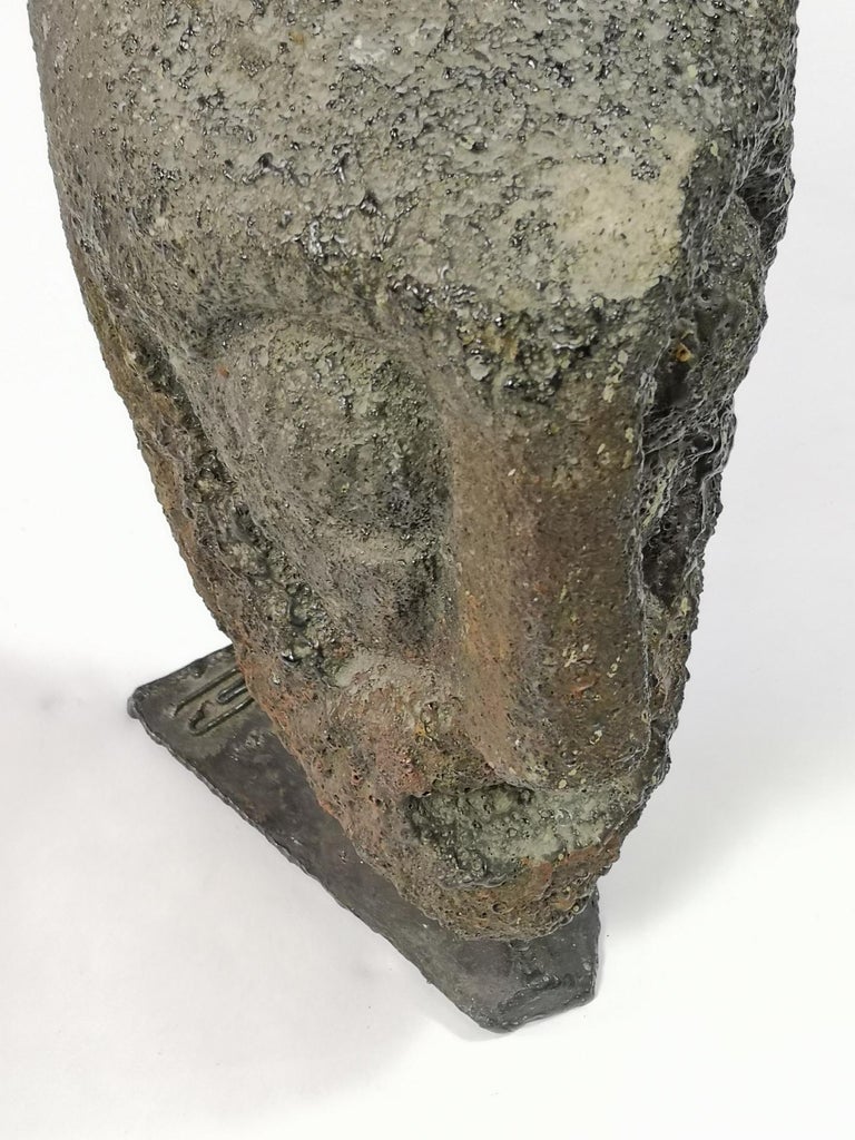 Brutalist Carved Stone Head by Jeno Murai, 1970's For Sale at 1stDibs