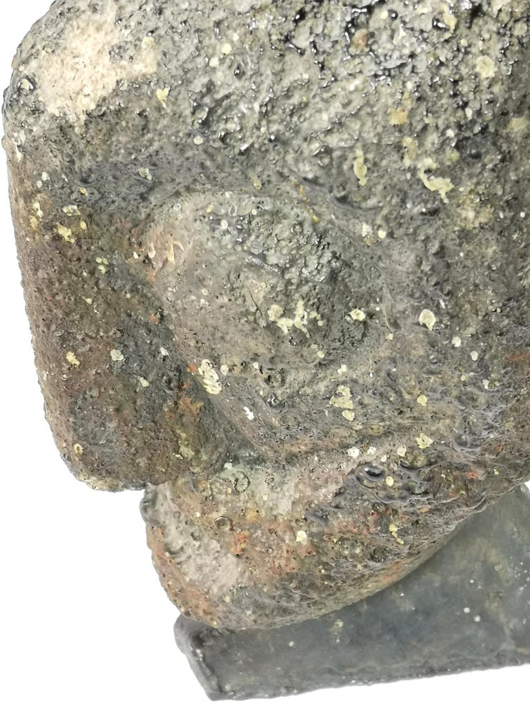 Brutalist Carved Stone Head by Jeno Murai, 1970's For Sale at 1stDibs