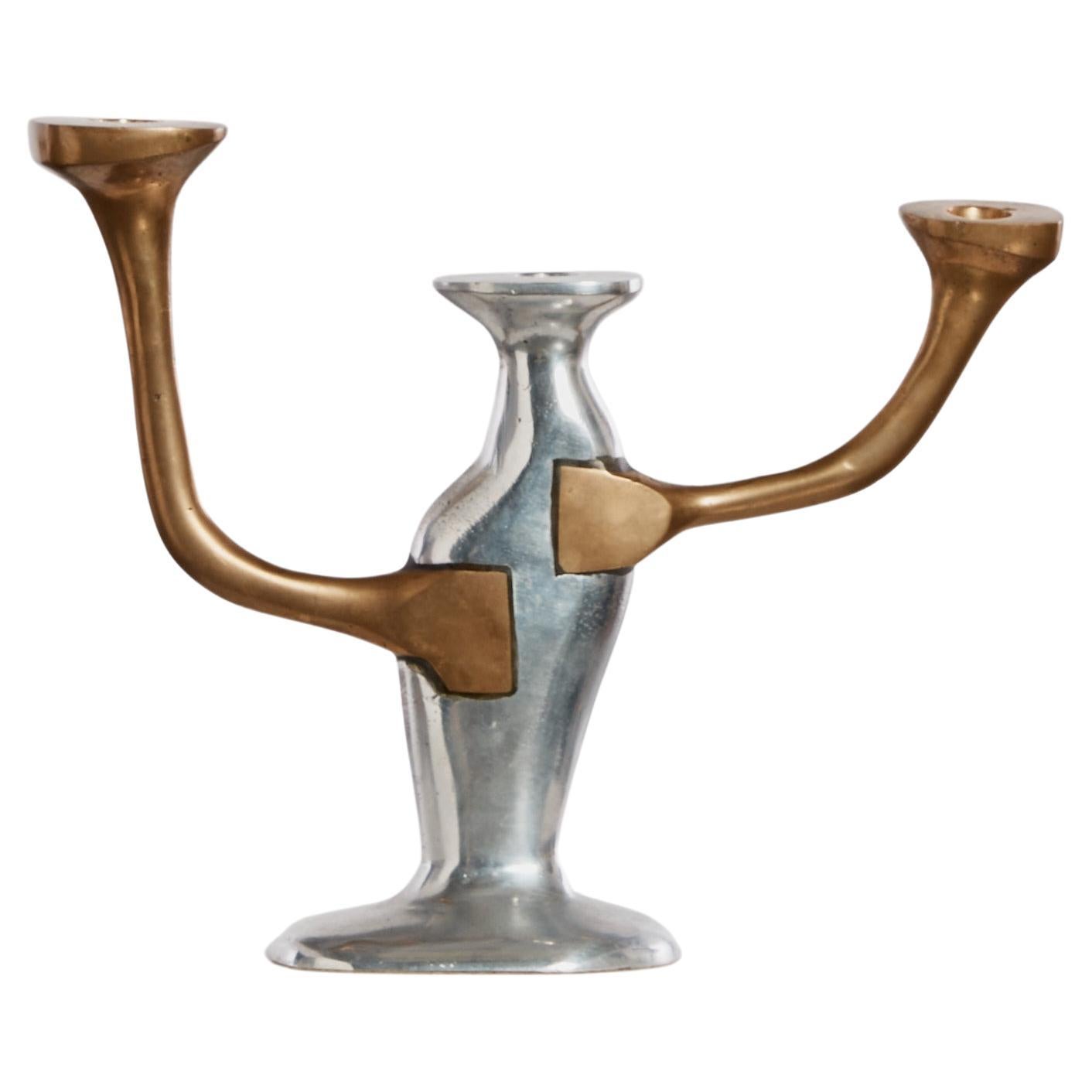 small trapeze candelabra reference G039 in cast brass and aluminium For ...