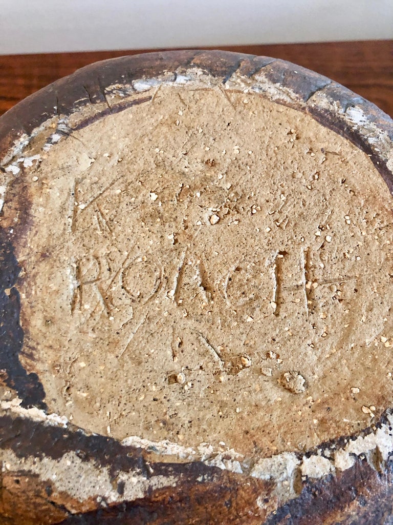 Brutalist Ceramic Vessel Signed K. Roach at 1stDibs