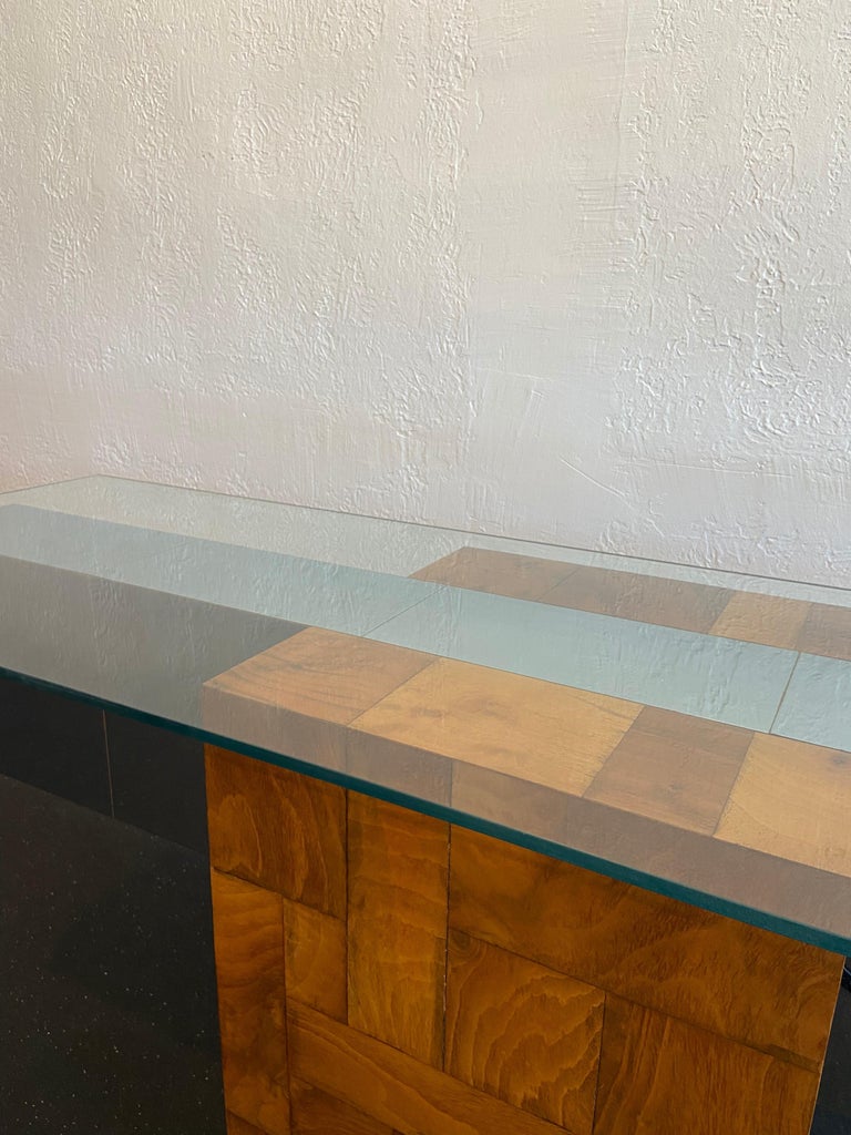 Paul Evans Attributed Brutalist Cityscape Patchwork Console Table For ...