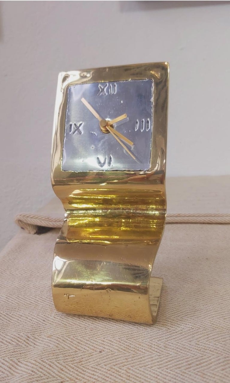 Brutalist Clock Cast Alumium and Brass Reference D006 by David Marshall ...