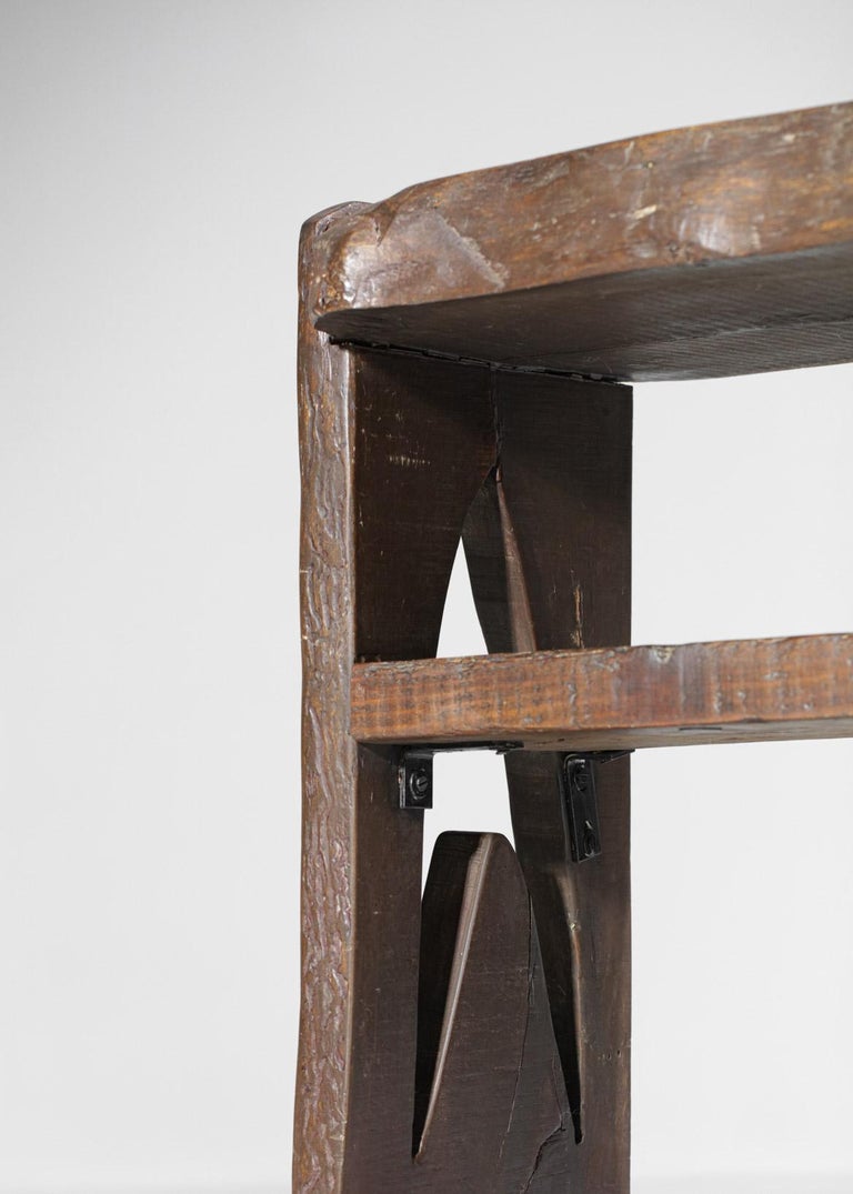 Brutalist Console in Solid Vintage Wood Massive French Design ...