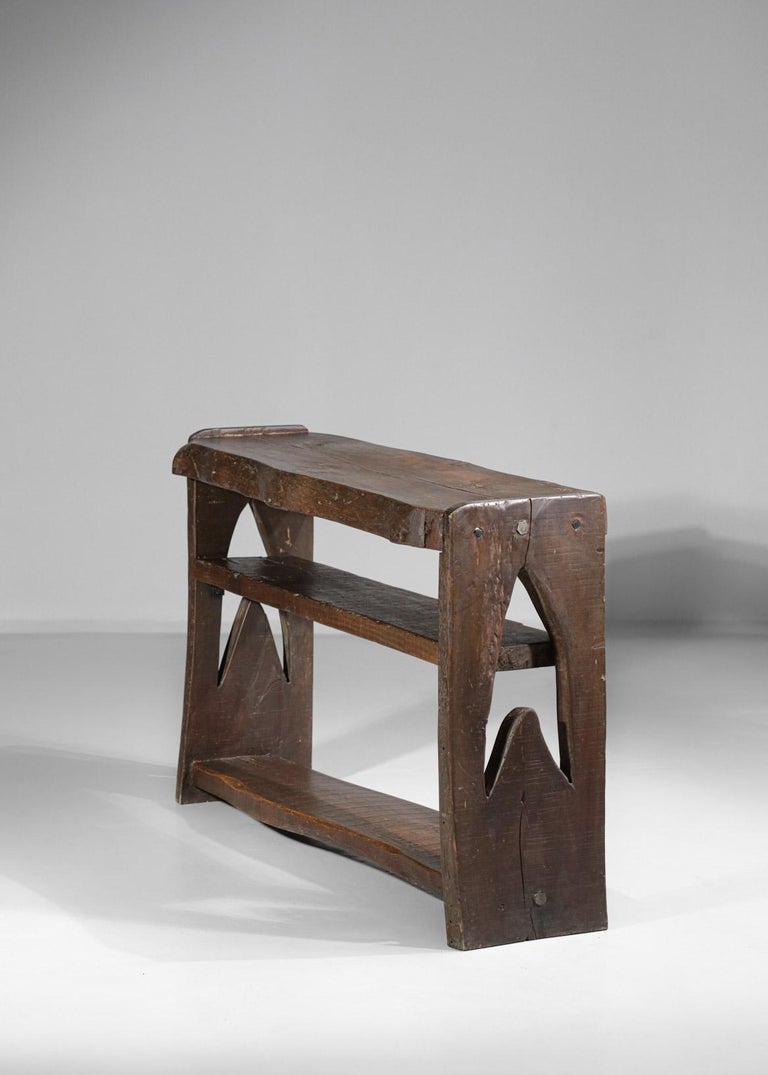 Brutalist Console in Solid Vintage Wood Massive French Design ...