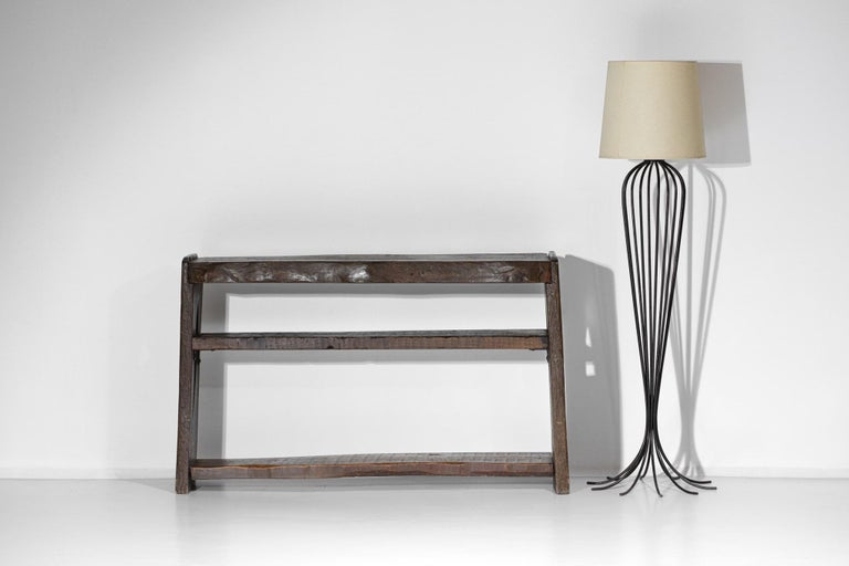 Brutalist Console in Solid Vintage Wood Massive French Design ...