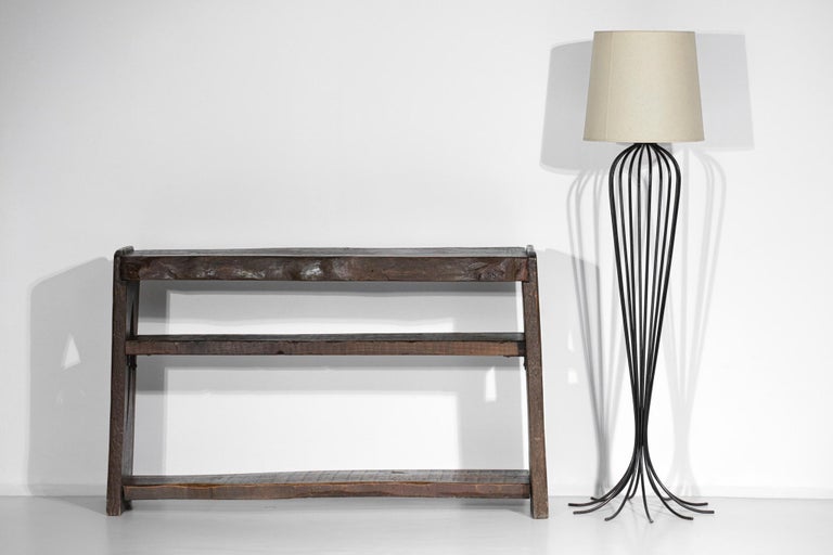 Brutalist Console in Solid Vintage Wood Massive French Design ...