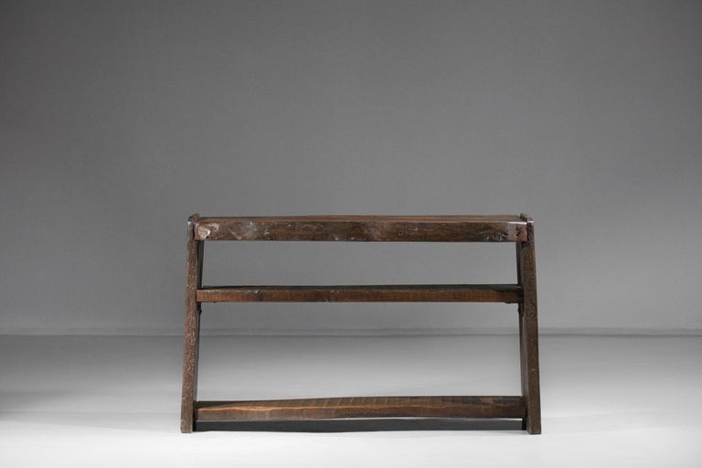 Brutalist Console in Solid Vintage Wood Massive French Design ...