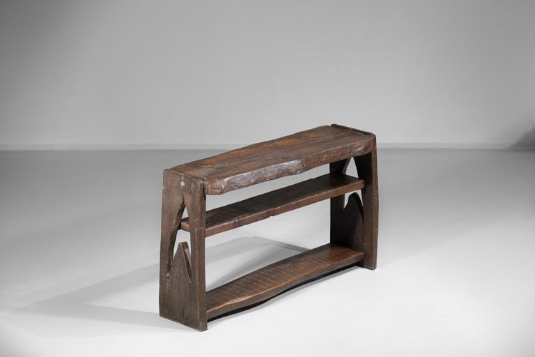 Brutalist Console in Solid Vintage Wood Massive French Design ...