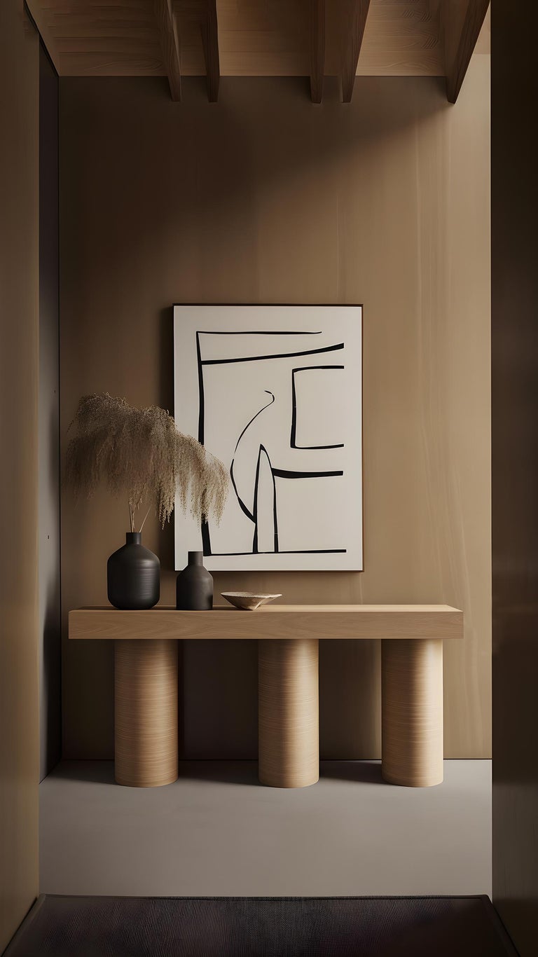 Brutalist Console Table in Wood Veneer, Sideboard Podio by NONO For ...