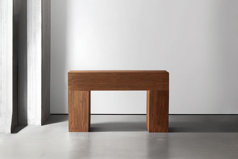 Brutalist Console Table, Minimal Old Wood Sideboard, Narrow Console ...