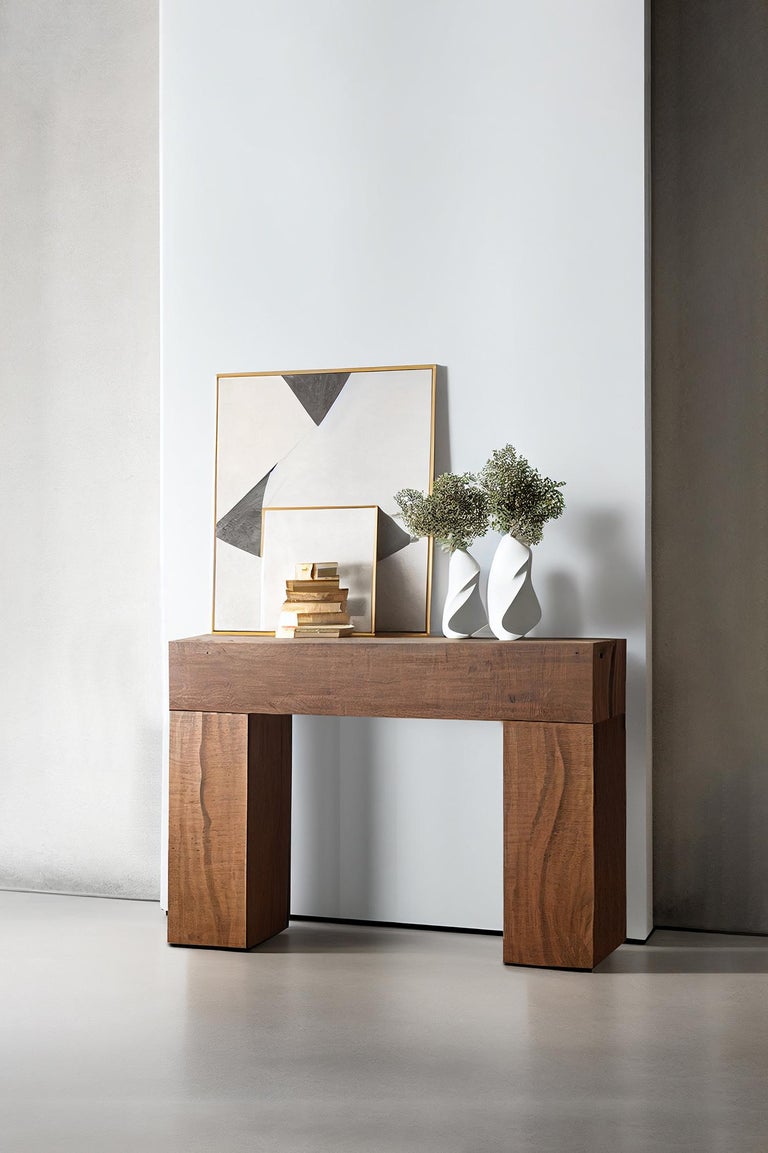 Brutalist Console Table, Minimal Old Wood Sideboard, Narrow Console ...