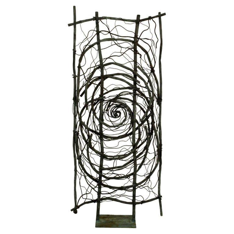 Brutalist Copper Antique Green Finish Indoor Outdoor Large Sculpture by ...