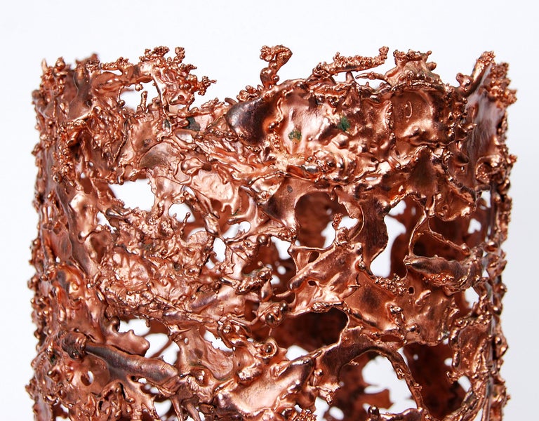 Finnish Designer Aimo Tukiainens Large Melted Copper Table Lamp, 1960s ...