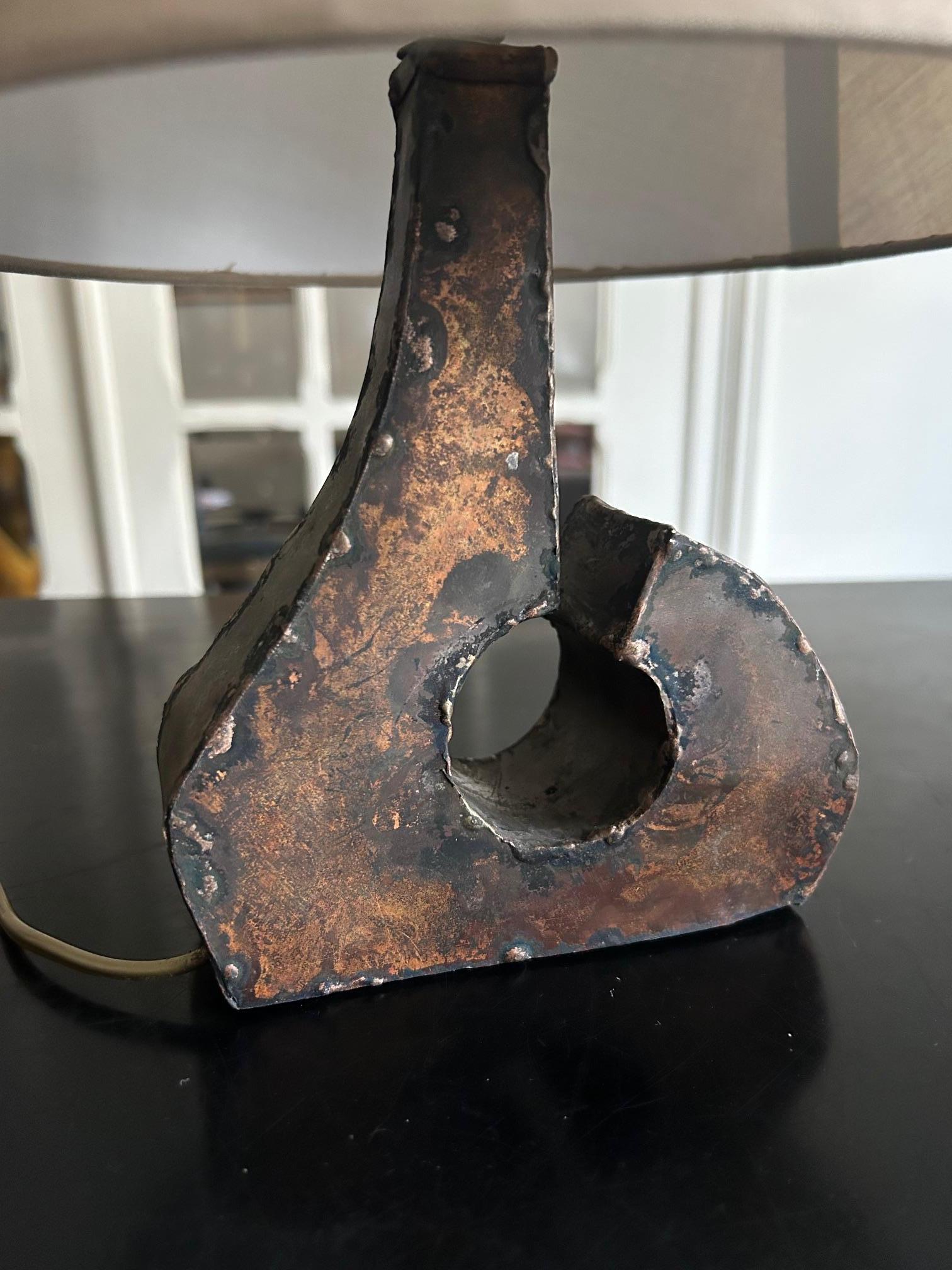 brutalist copper table lamp For Sale at 1stDibs