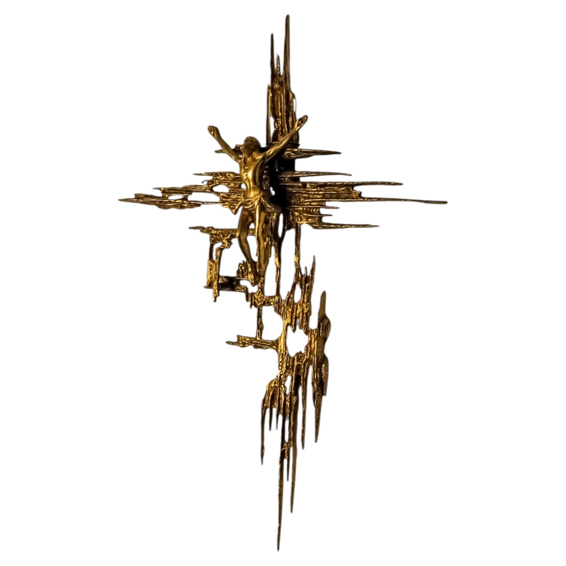 Brutalist Crucifix in brass after Dali's painting, Spain, 1980s For ...
